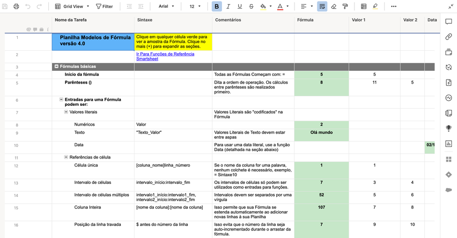 Exemplos de fórmula Smartsheet | Smartsheet