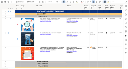 Content Calendar Template | Smartsheet