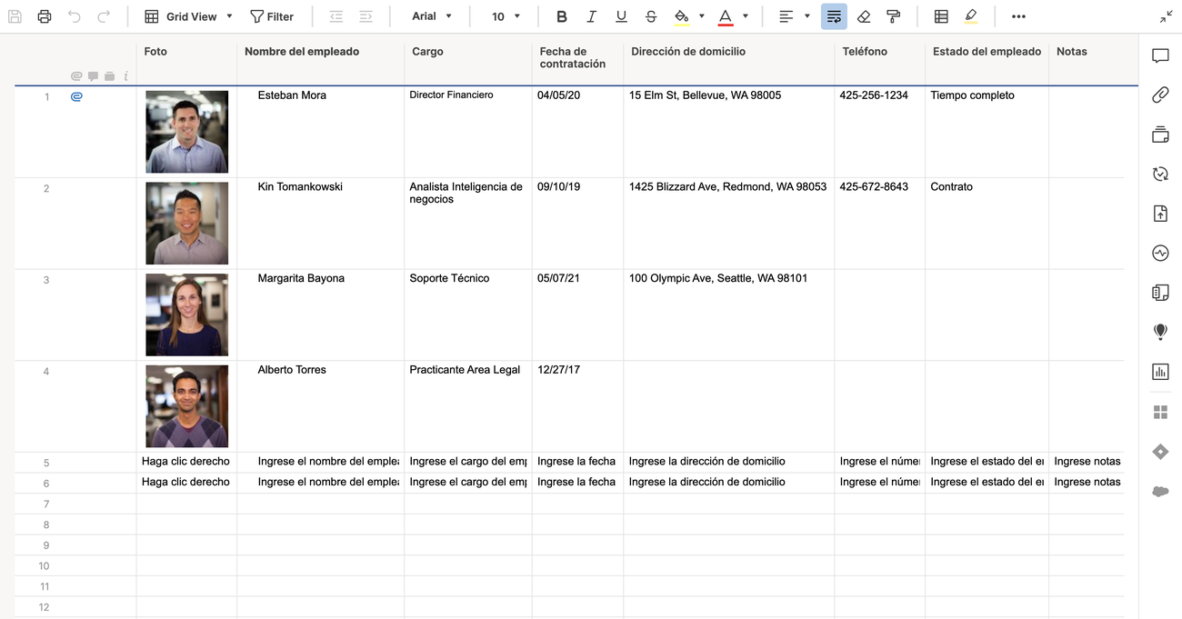 Directorio de empleados | Smartsheet