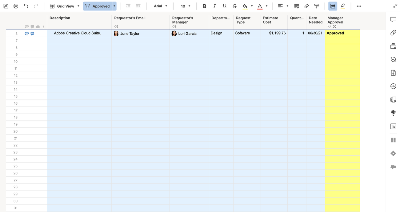 Purchase Request with Automated Approval Template | Smartsheet