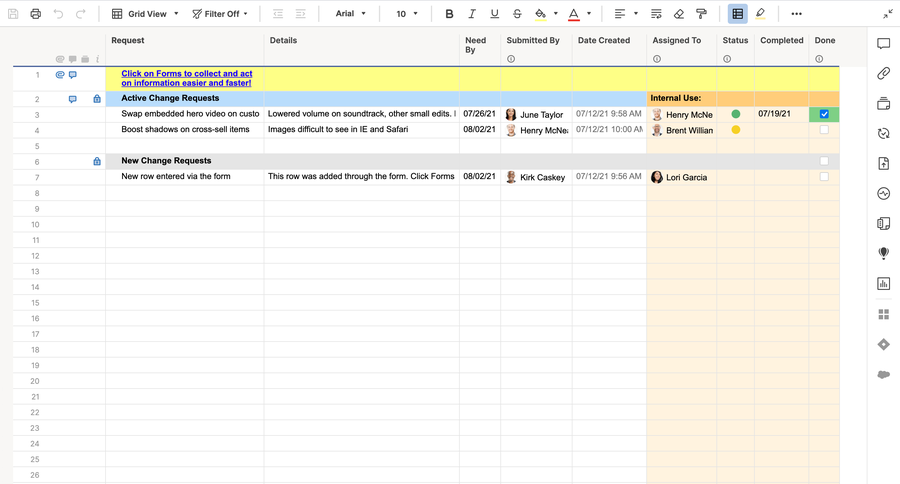 Website Change Requests Template | Smartsheet