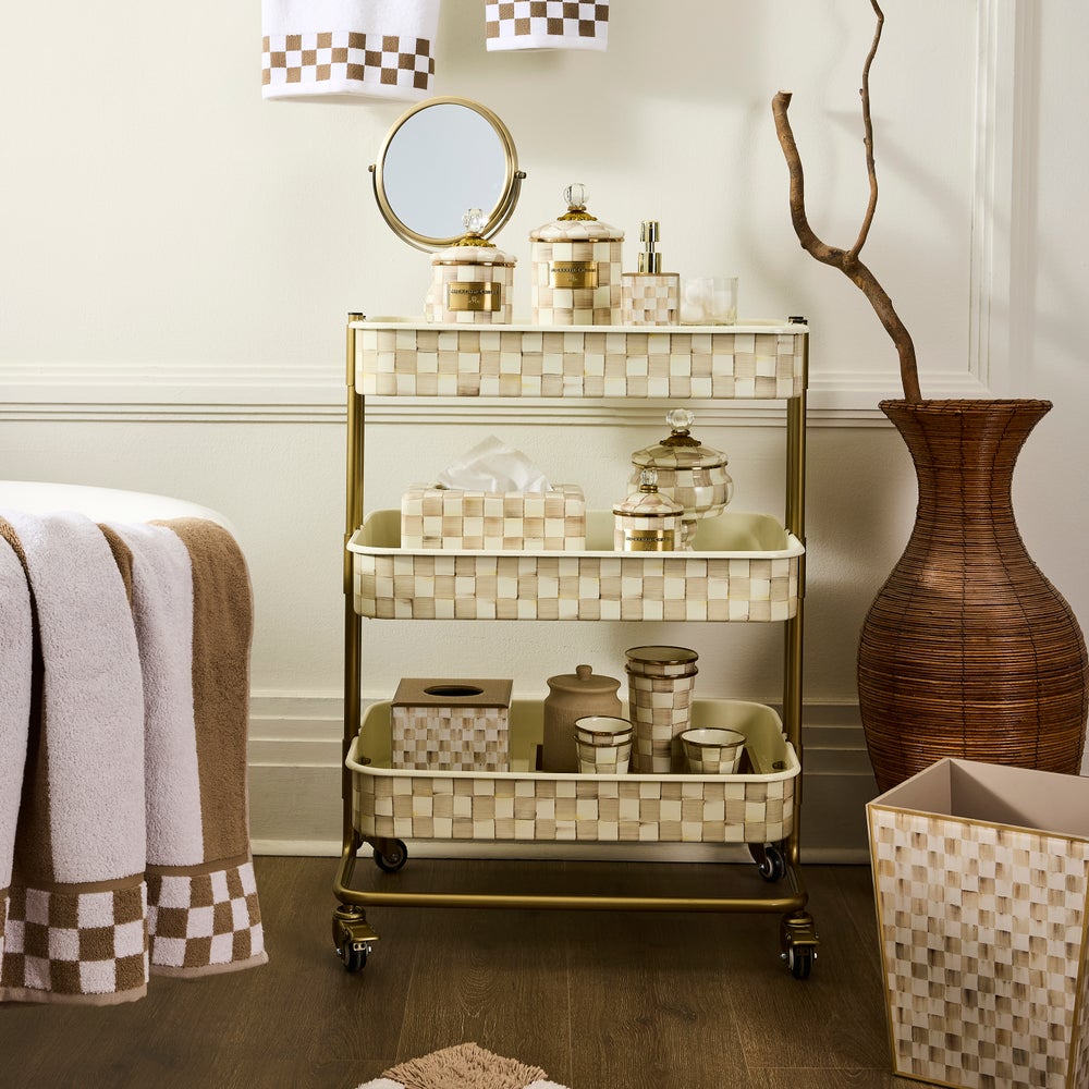 MacKenzie-Childs | Mocha Check 3-Tier Kitchen Cart