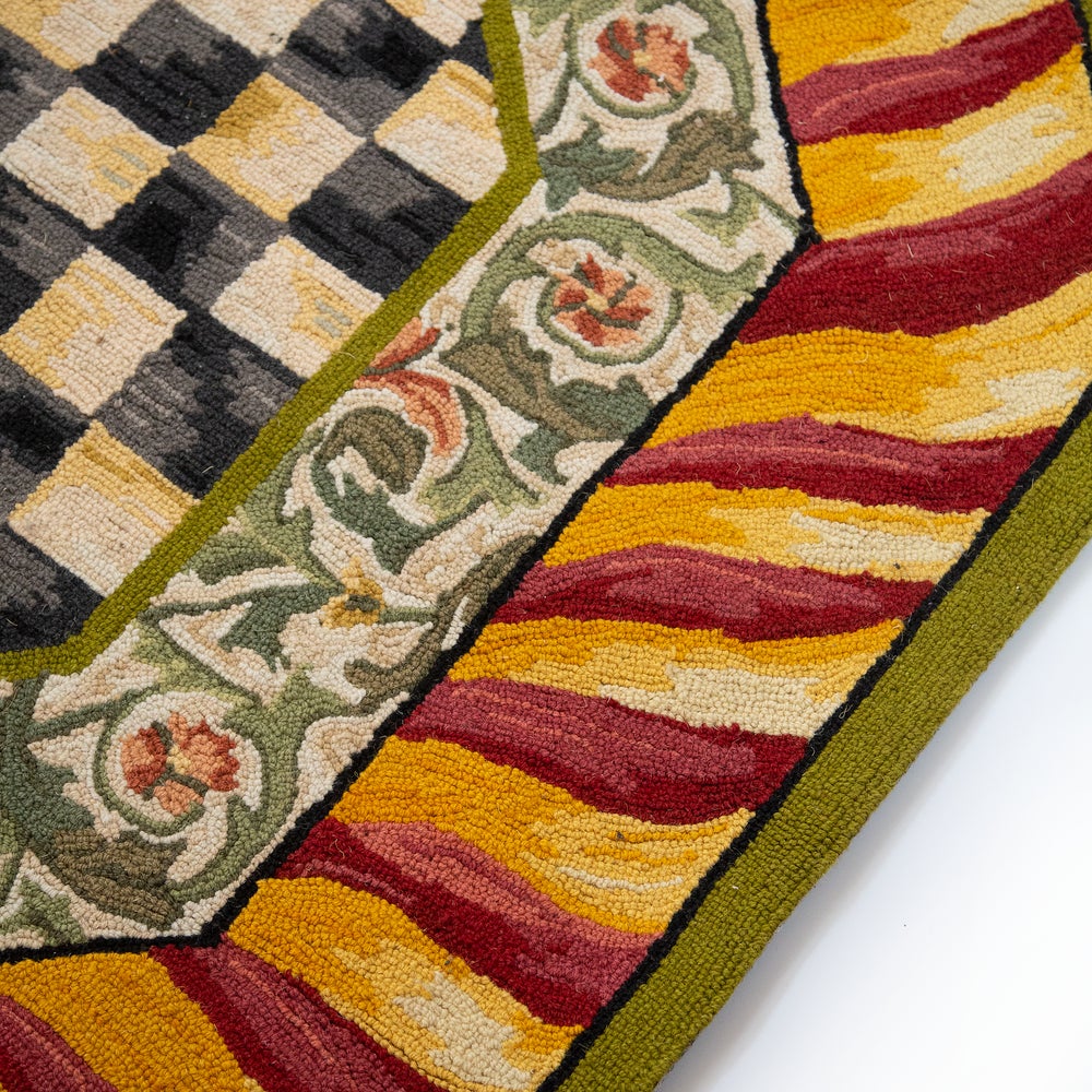 Courtly Check Red & Gold 6' Octagon Rug