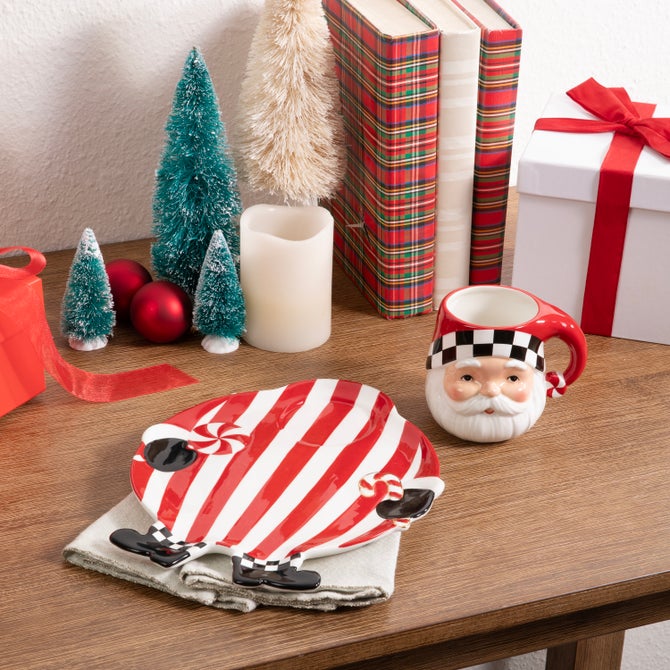 MacKenzie-Childs | Peppermint Milk & Cookies Set