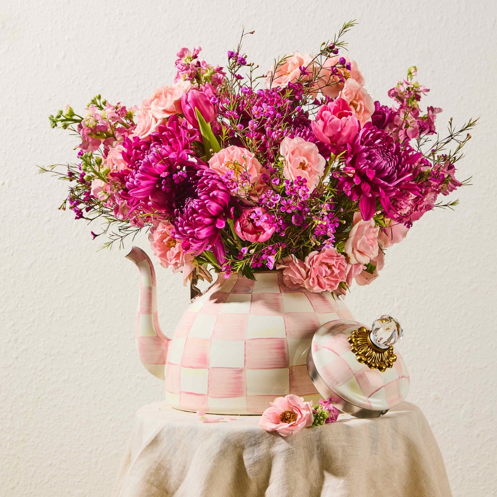 MacKenzie-Childs | Rosy Check 3 Quart Tea Kettle