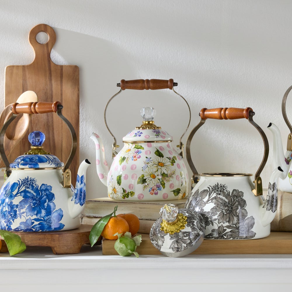 MacKenzie-Childs | Wildflowers Pink 2 Quart Tea Kettle