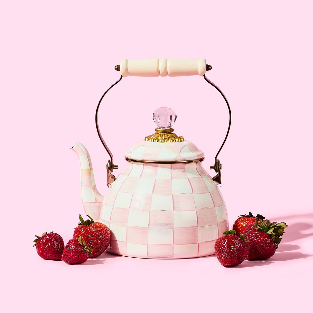 MacKenzie-Childs | Rosy Check 2 Quart Tea Kettle