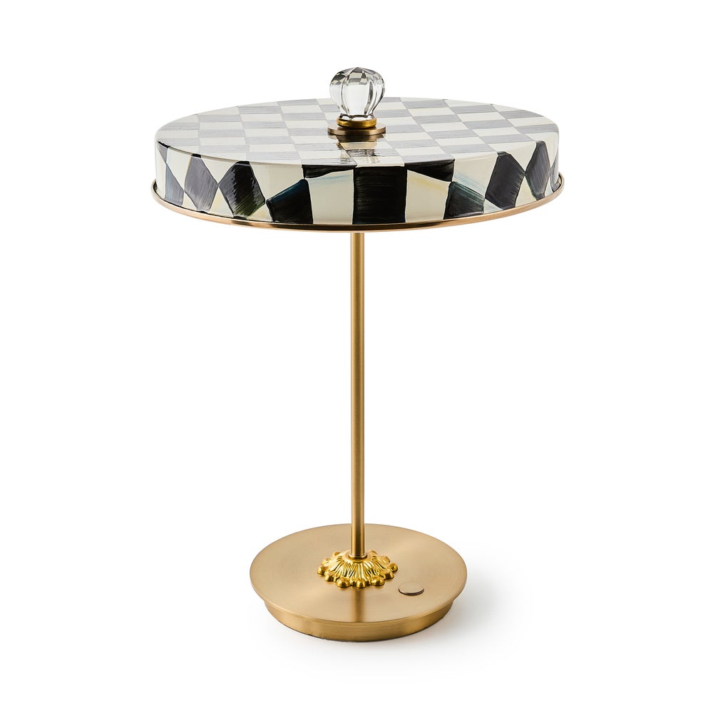 Enamel Check LED Disk Table Lamp