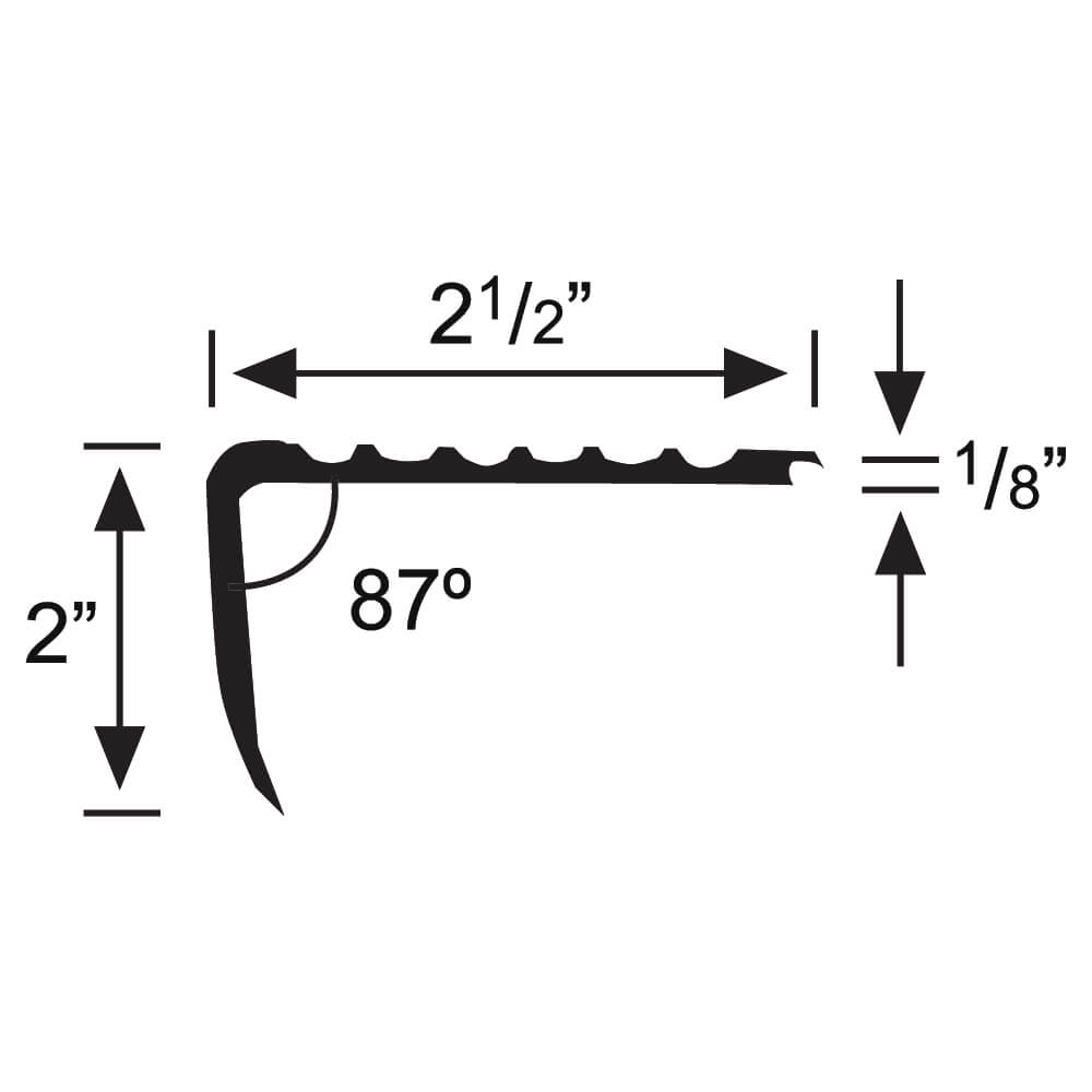 202 Vinyl Overlap Stair Nosing 1/8" Sq 100 Black (12-Lf)