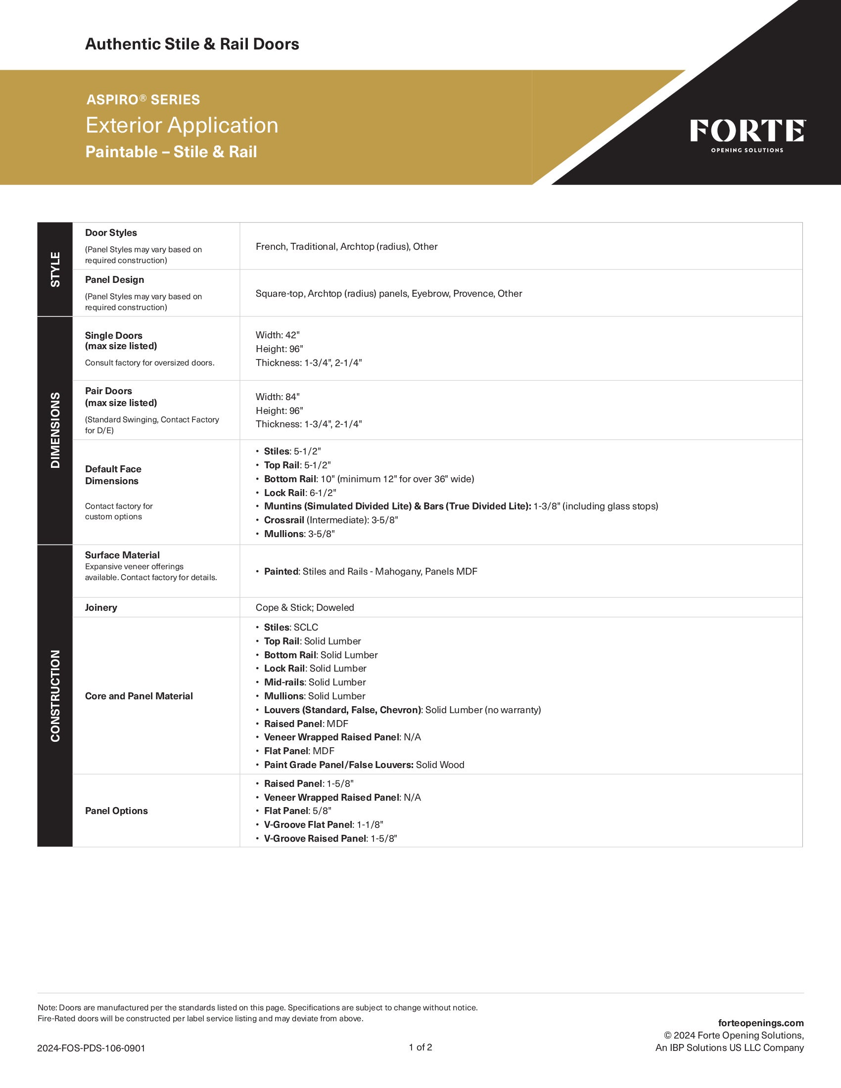 Technical Documents | Forte Opening Solutions
