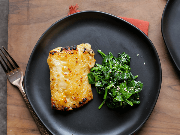 Broiled Miso Cod with Sauteed Sesame Spinach | Hy-Vee