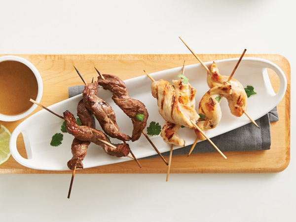Beef and Chicken Satay with Peanut-Curry Dipping Sauce | Hy-Vee