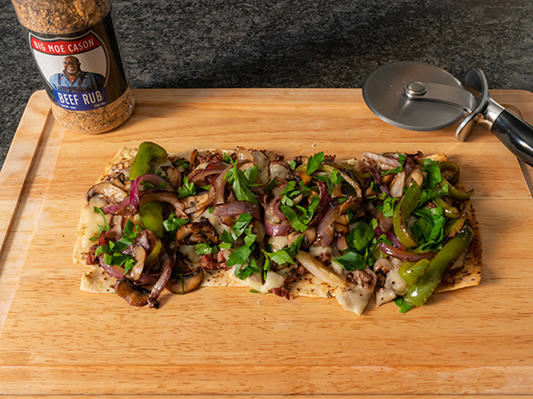 Smoked Philly Cheese Steak Flatbread | Hy-Vee