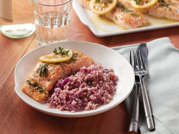 Red Cabbage Risotto with Salmon | Hy-Vee