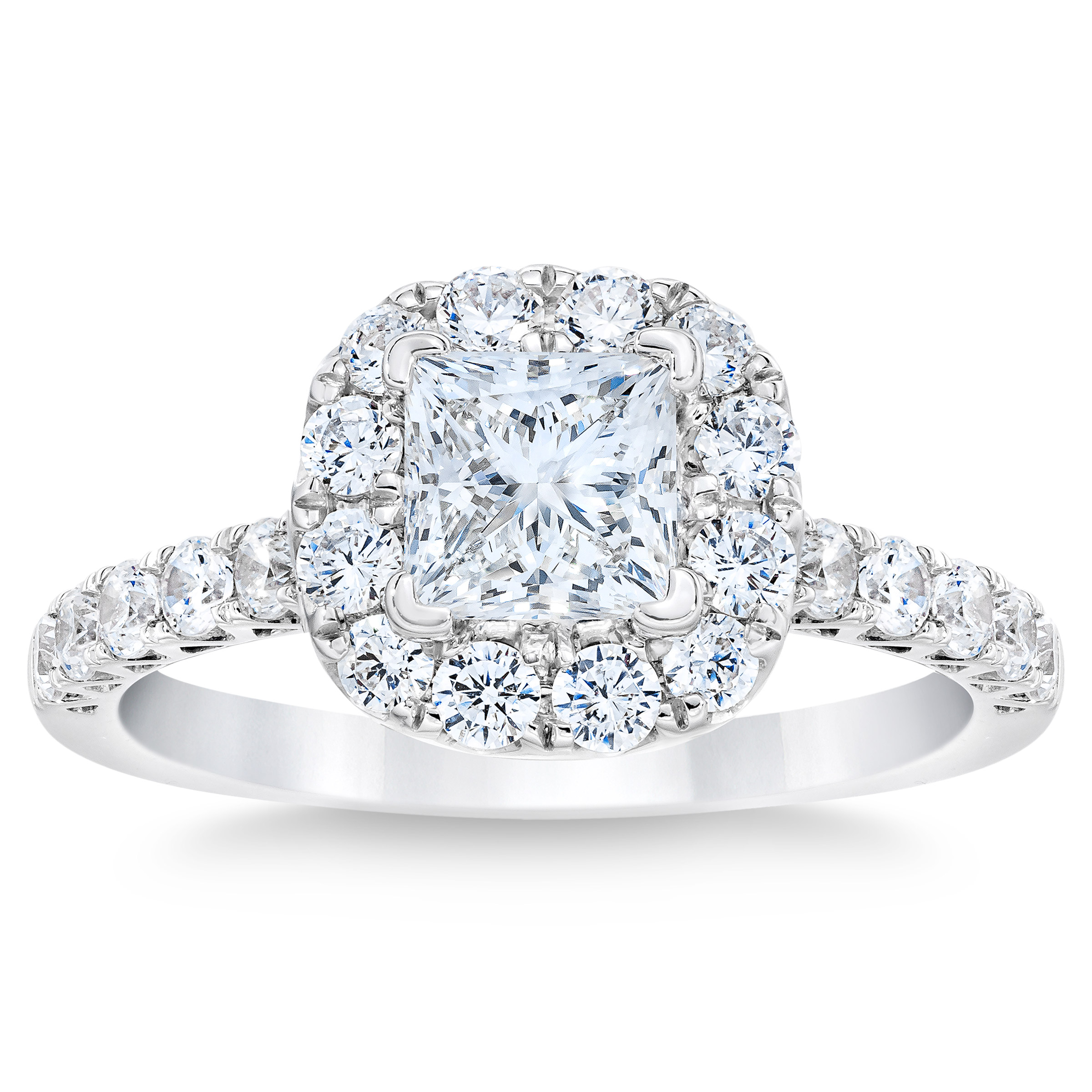 Princess Cut 2.00 ctw VS2 Clarity, I Color Diamond Platinum Halo Ring ...