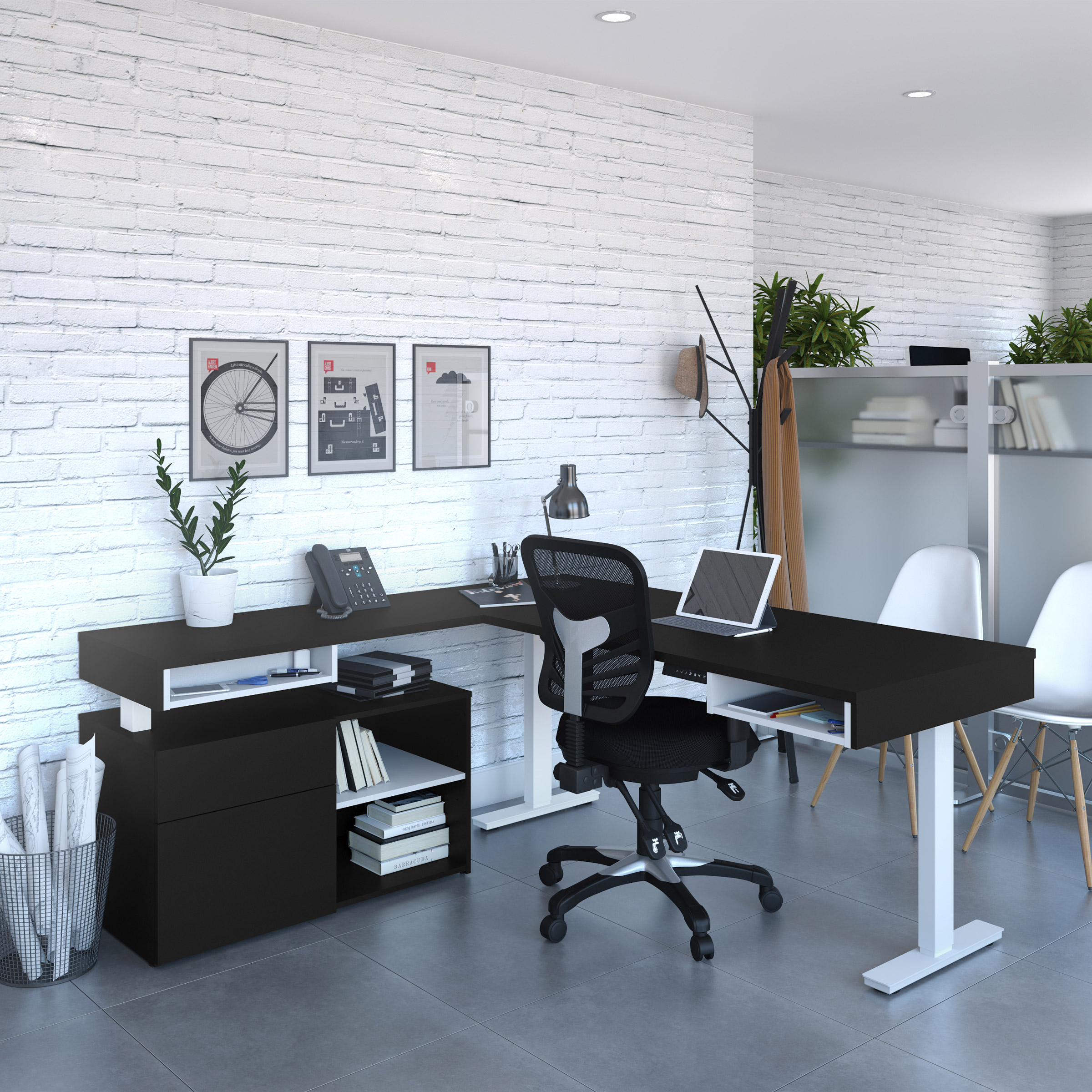 Bestar Viva L-shaped Height-adjustable Workstation | Costco