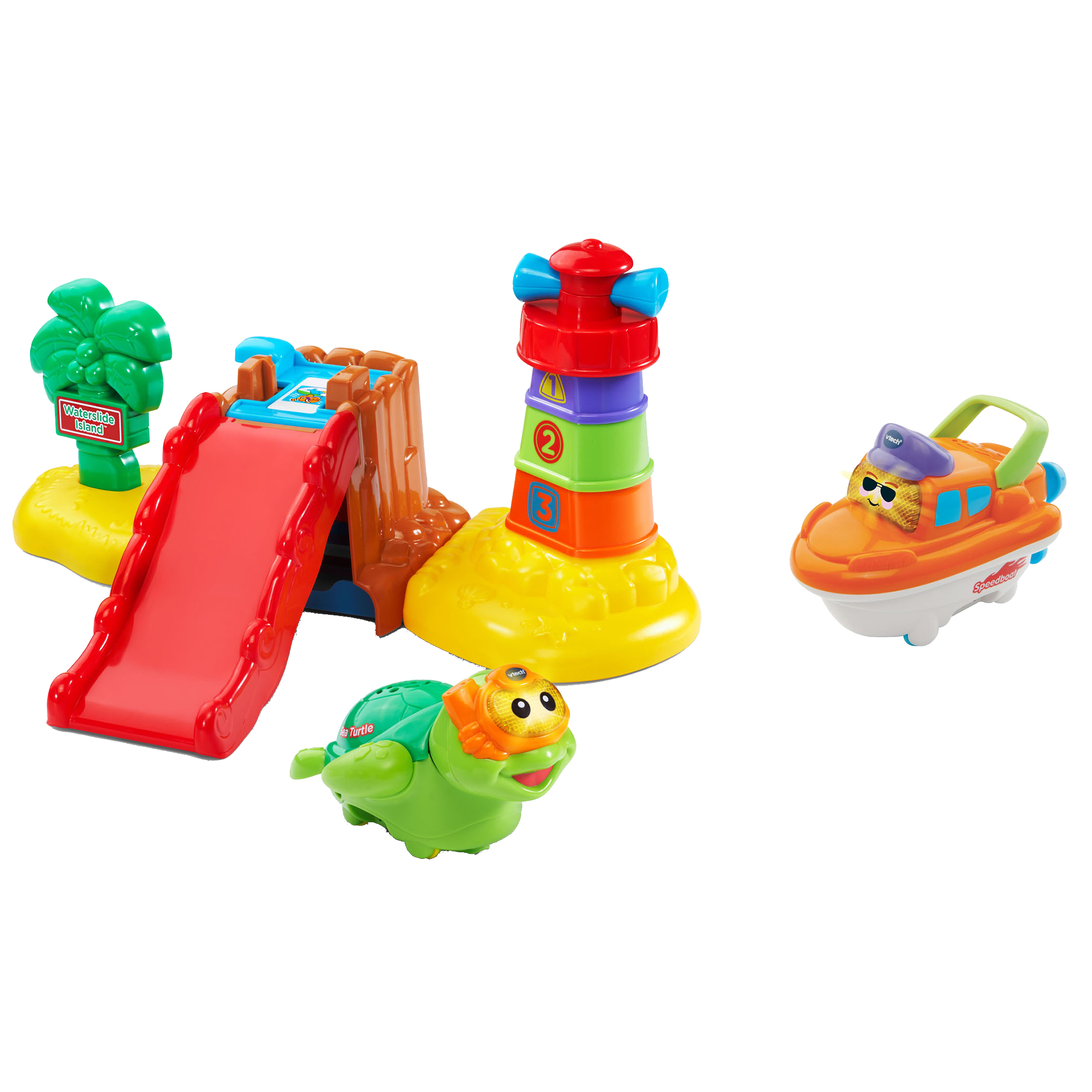 VTech Go! Go! Smart Seas Waterslide Island Playset PLUS Speedboat | Costco
