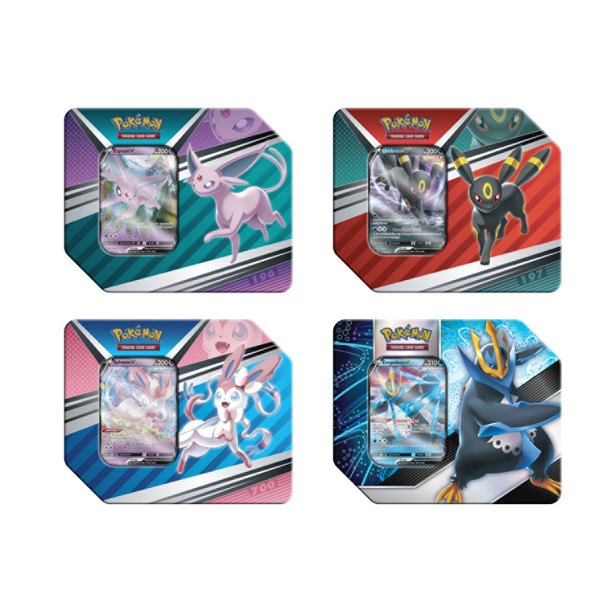 Pokemon 4 Pack V Tins – Espeon, Umbreon, Sylveon, Empoleon | Costco