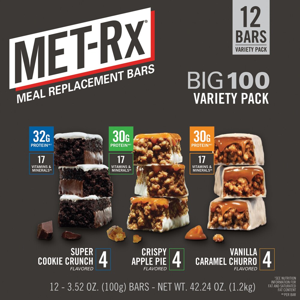MET-Rx Meal Replacement Protein Bars, Variety Pack, 12 ct | Costco