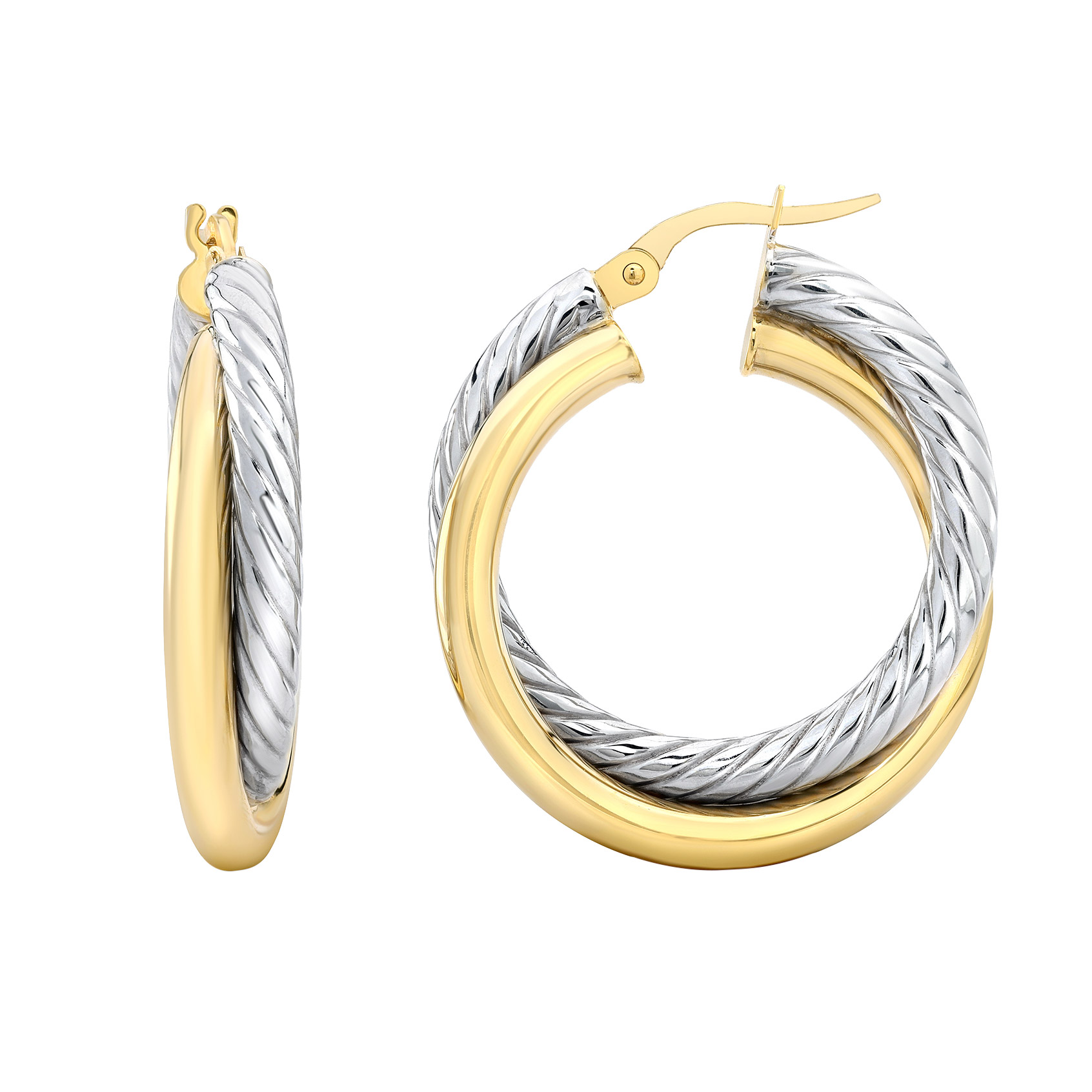 Overlapping Hoop Earrings in Two-tone Gold | Costco