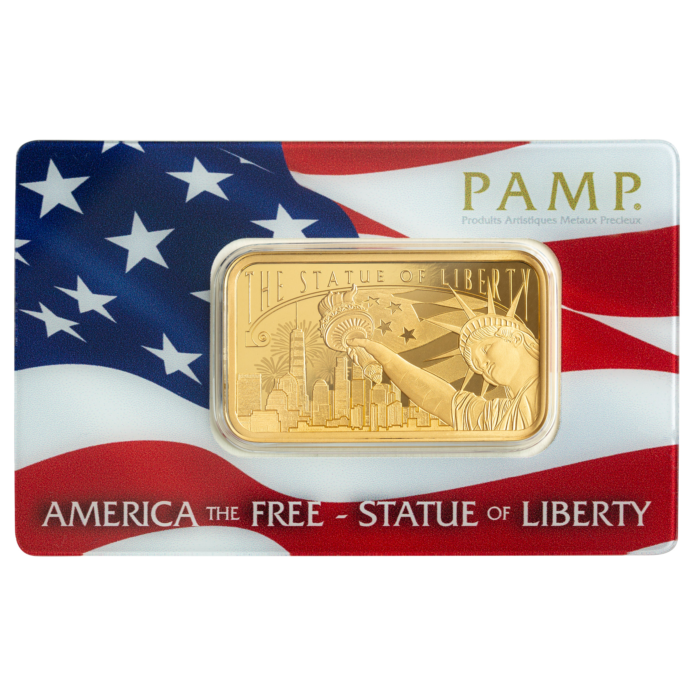 1 oz Gold Bar PAMP America the Free Statue of Liberty (New in Assay ...