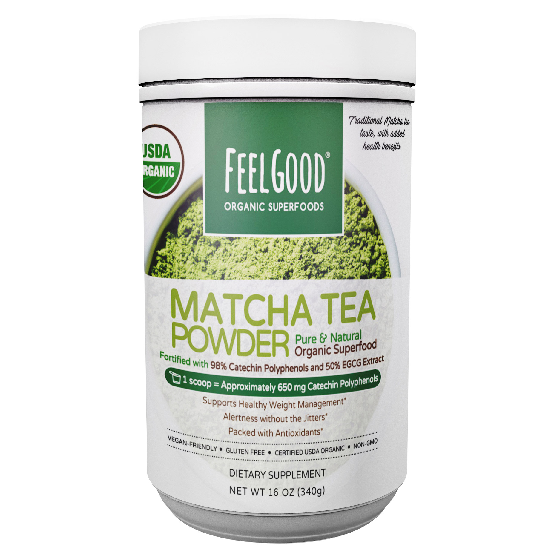Feel Good USDA Organic Matcha Tea Powder, 16 Ounces | Costco
