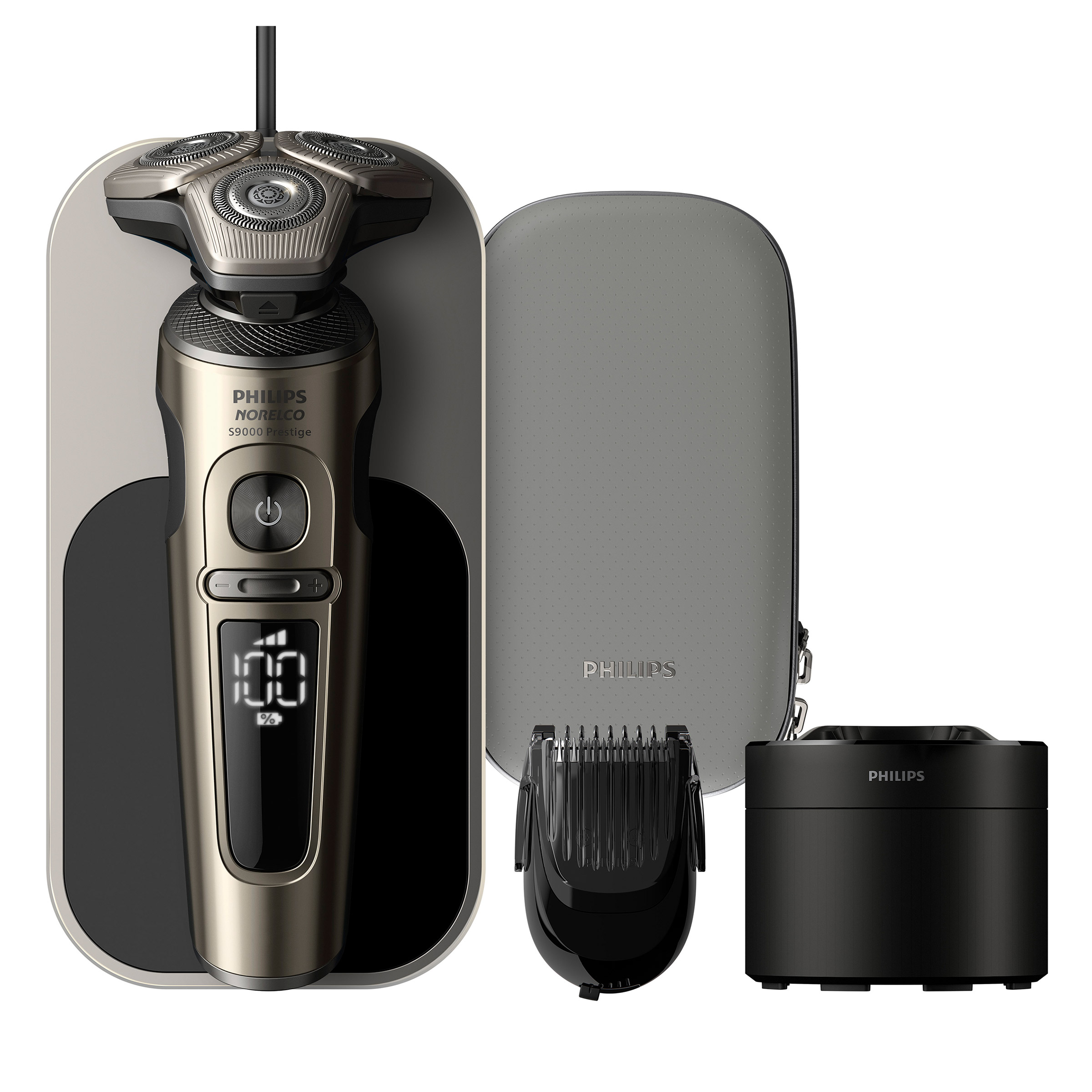 Philips Norelco Prestige Shaver with Qi Charging and Quick Cleaning Pod ...