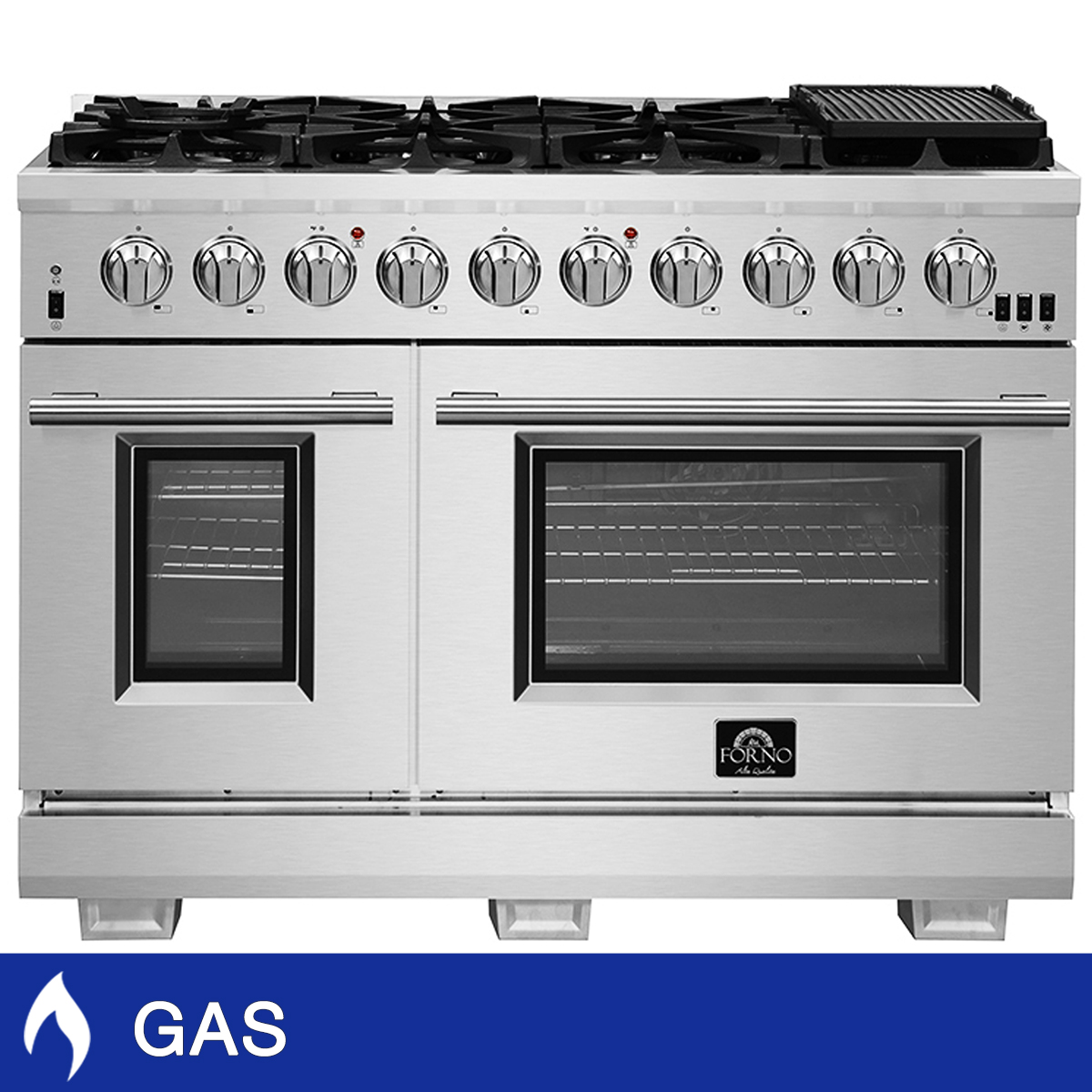 Forno Capriasca 48 in 6.58 cu. ft. Stainless Steel Gas 8-burner Range ...