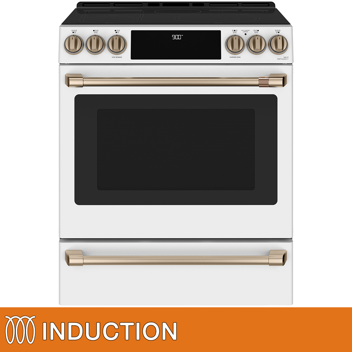 Café 30 in. 5.7 cu. ft. Matte White Slide-In Induction Range with WiFi ...