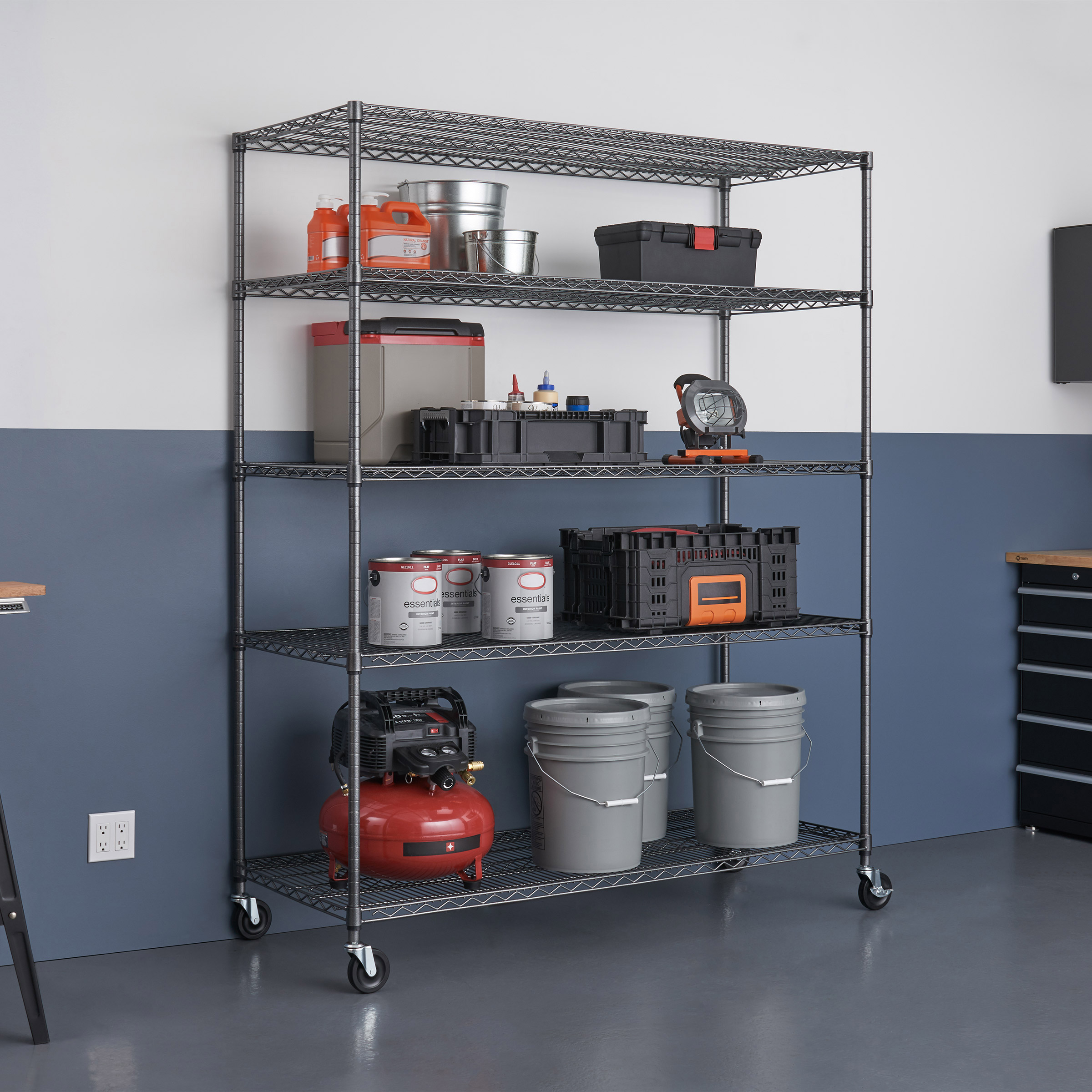 TRINITY 5-Tier Heavy Duty Wire Shelving Rack, 60" x 24" x 72" NSF ...