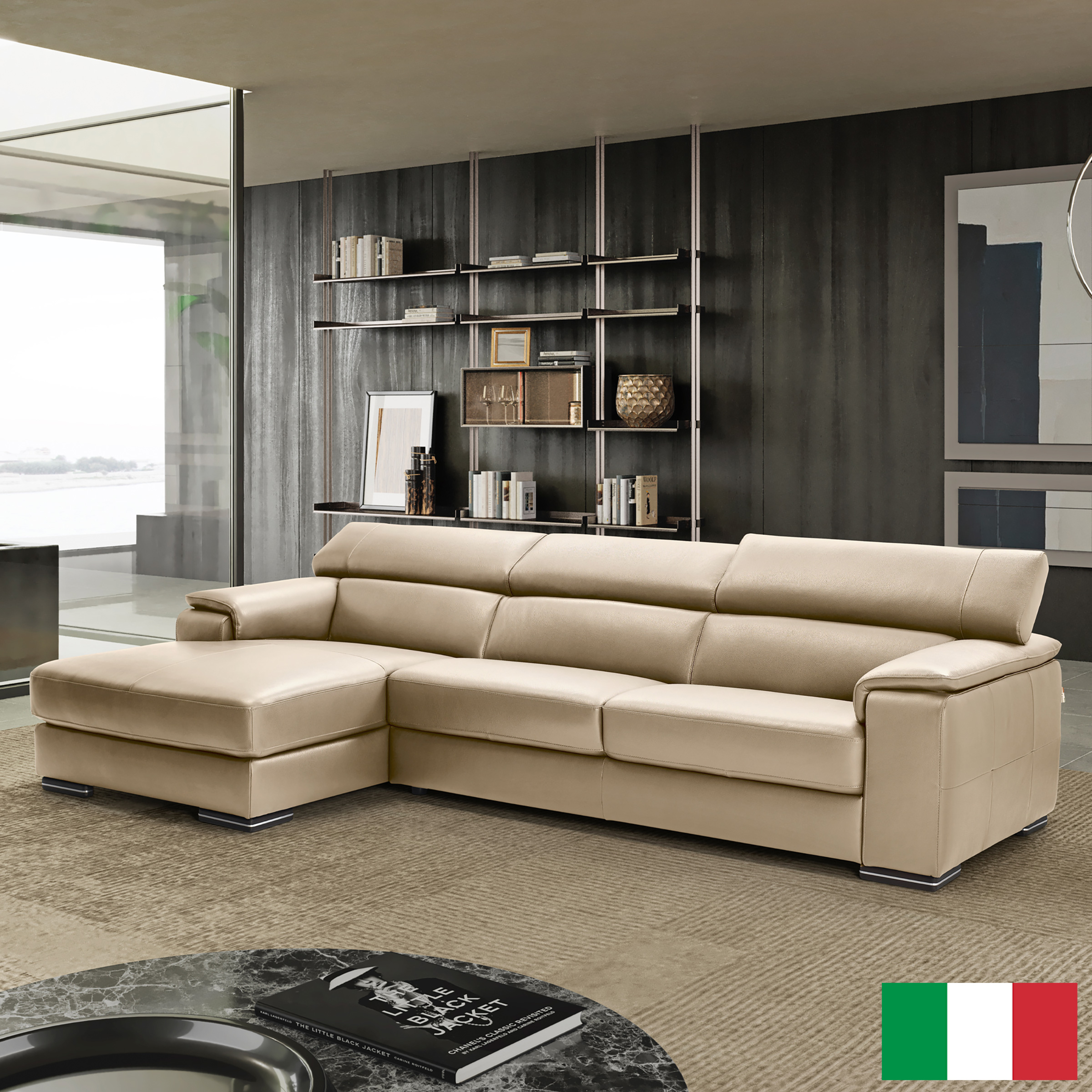 Magnum 2-piece Top Grain Leather sectional with Left Hand Facing Chaise ...