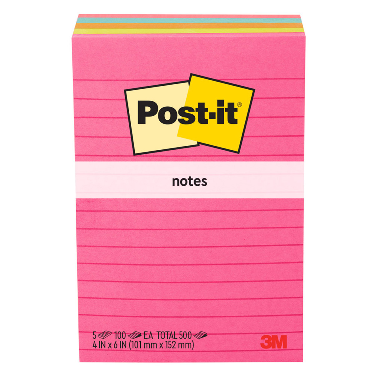 Post-it® Notes, 4 in. x 6 in. Assorted Colors, 100 Sheets, 5-pack | Costco