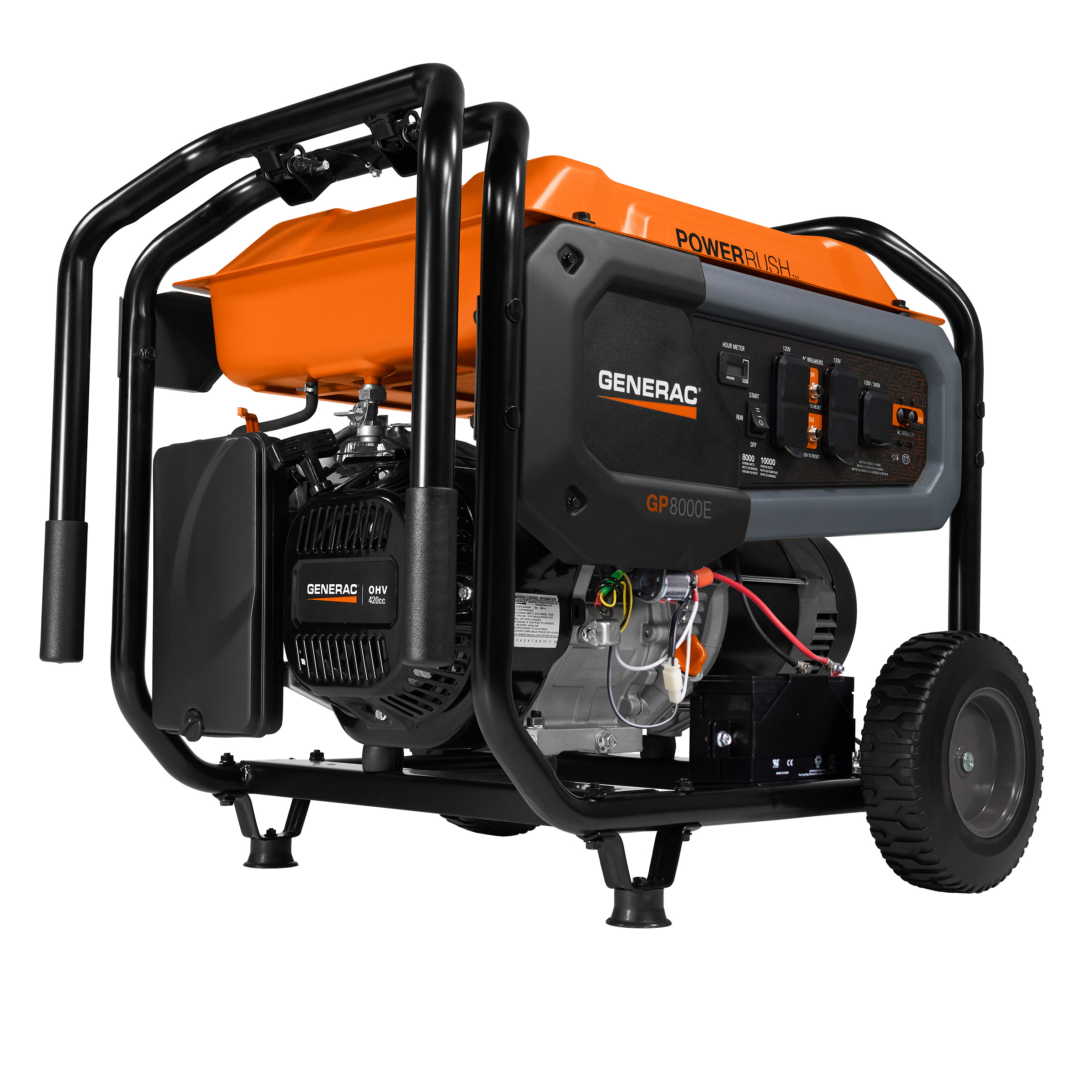 Generac 10000W / 8000W Electric Start Gas Generator Open Frame Portable ...