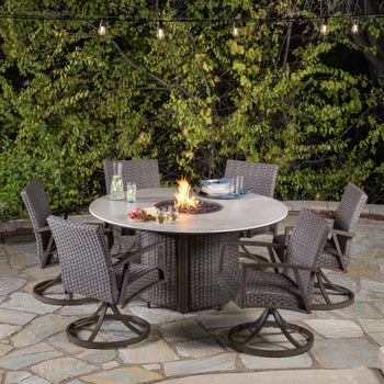 SunVilla Sarasota 7-piece Fire Outdoor Patio Dining Set | Costco