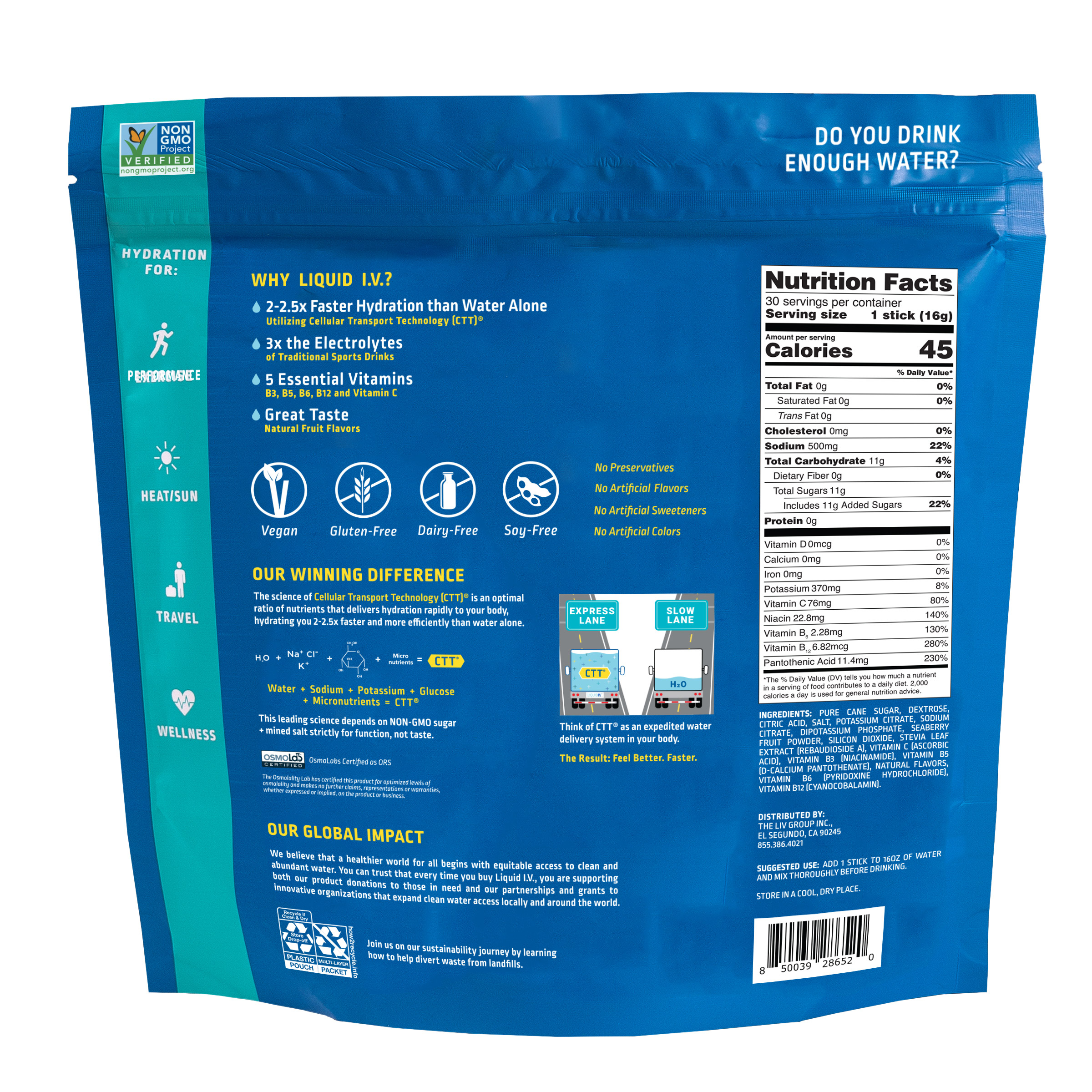 Liquid I.V. Hydration Multiplier, 30 Individual Serving Stick Packs in ...