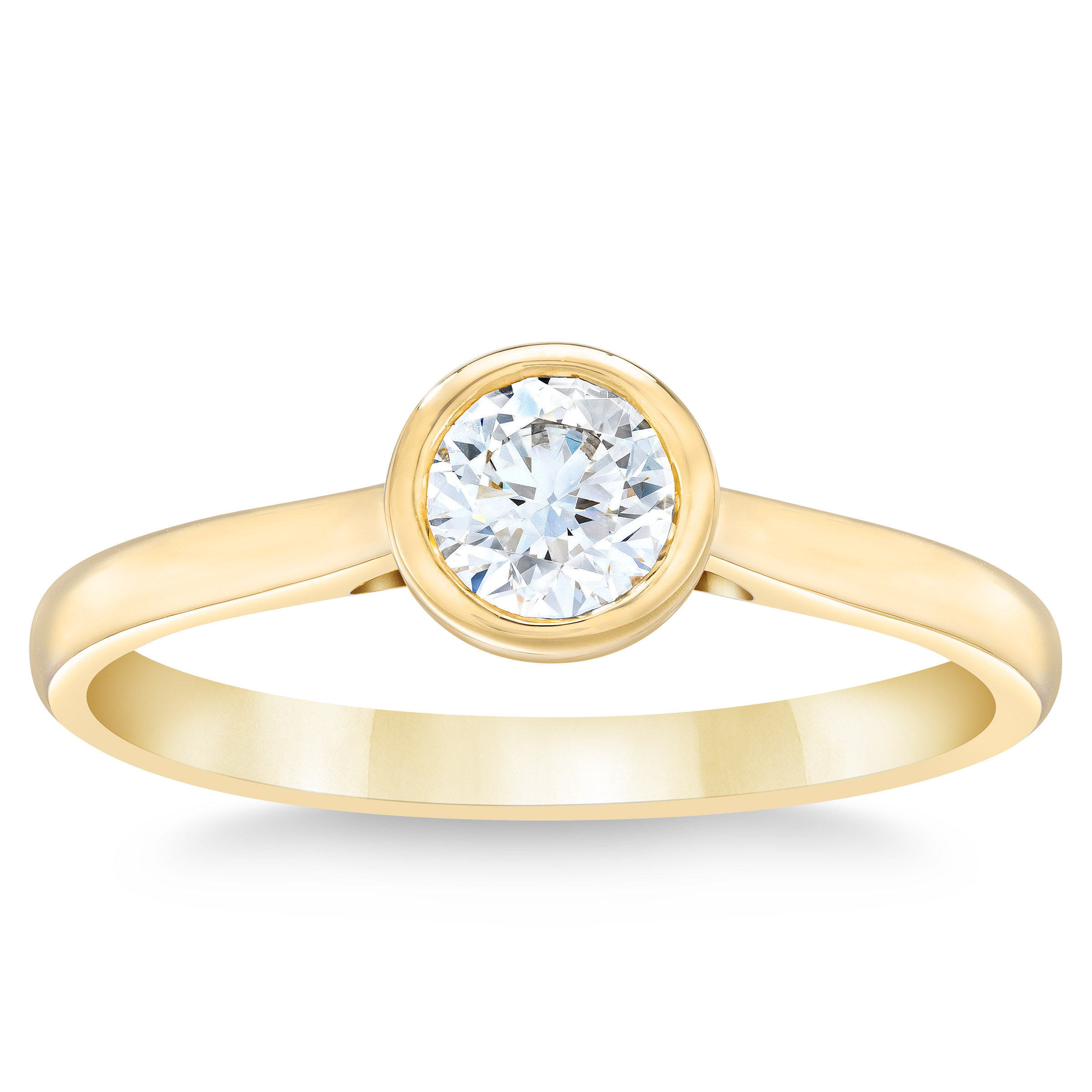 Round Brilliant 0.50 ctw VS2 Clarity, I Color Diamond Bezel Set Ring ...