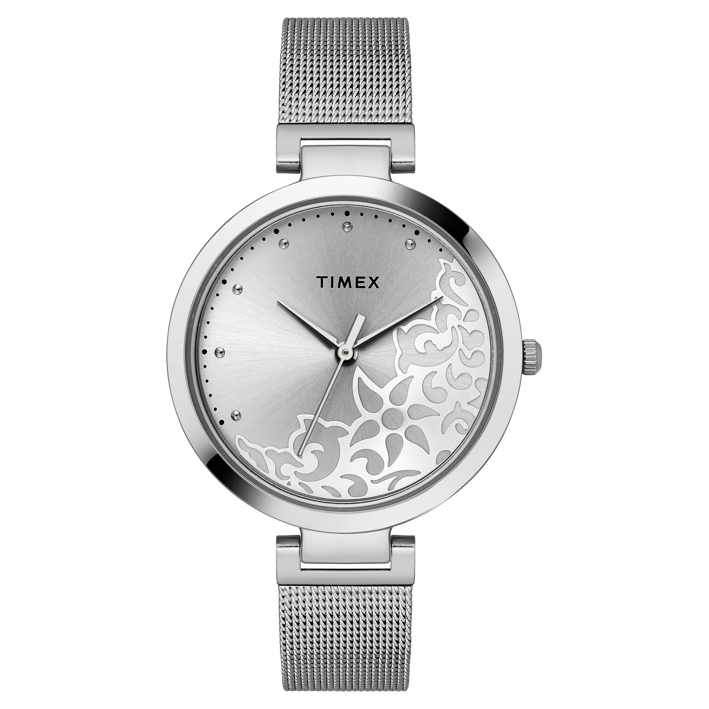 Timex Floral Silver Dial Ladies Watch | Costco