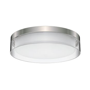 Energetic 14” Brushed Nickel Double Glass LED Flush Mount Light Fixture ...