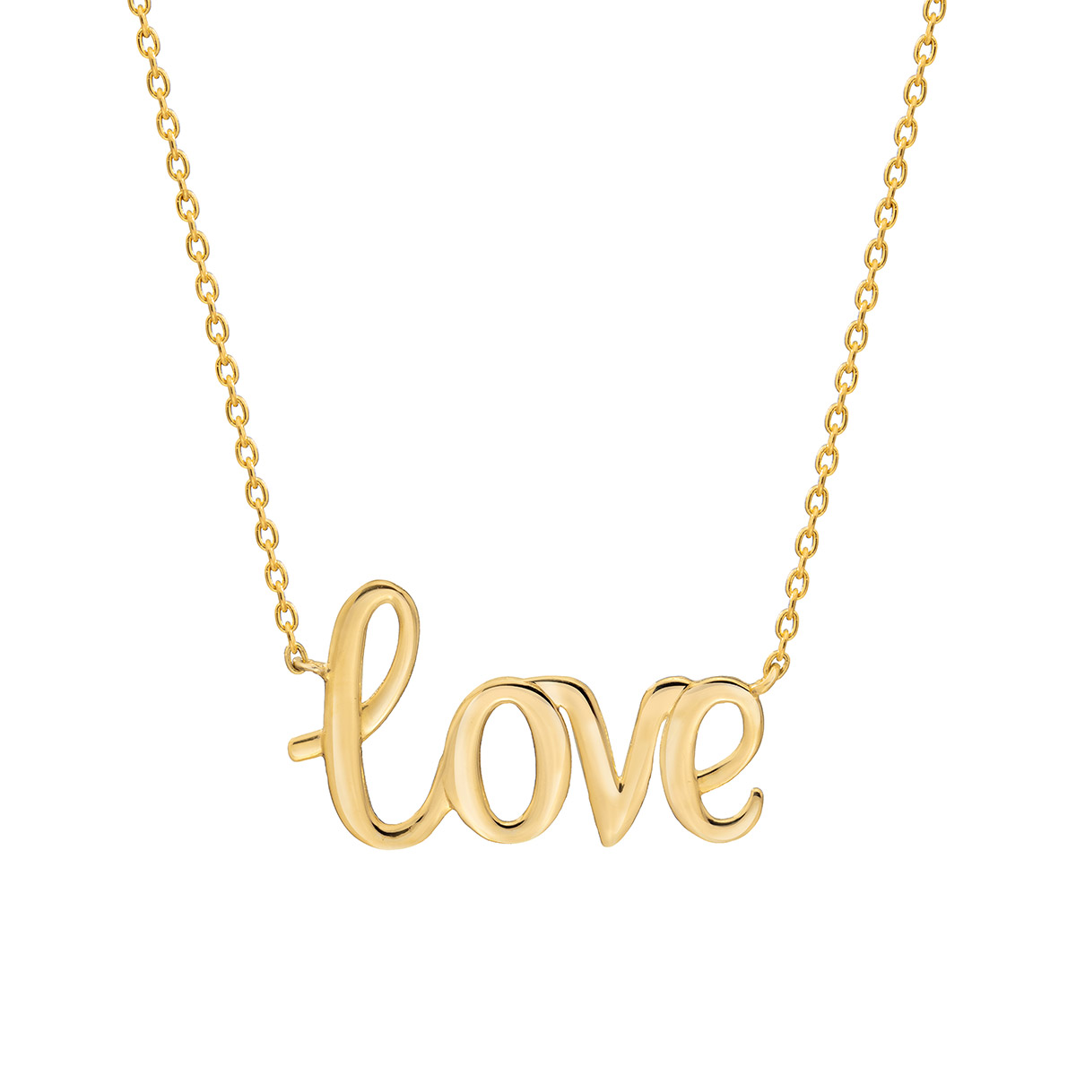 High Polish “Love” Script Pendant in Yellow Gold | Costco