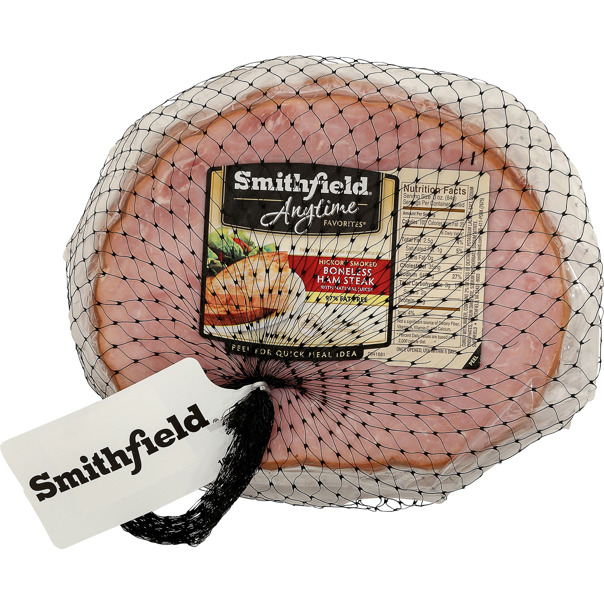 Smithfield Anytime Favorites Boneless Ham Steak, Hickory Smoked, 4 lb ...