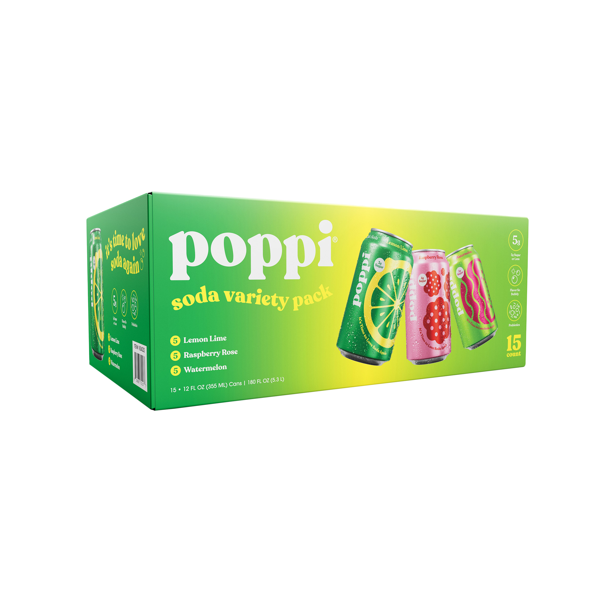 Poppi Prebiotic Soda, Variety Pack, 12 fl oz, 15-count | Costco