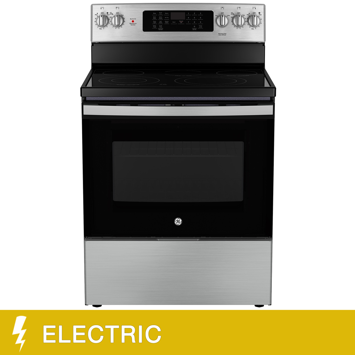GE 30 in. 5.0 cu. ft. Electric Convection Range with No-Preheat Air Fry ...