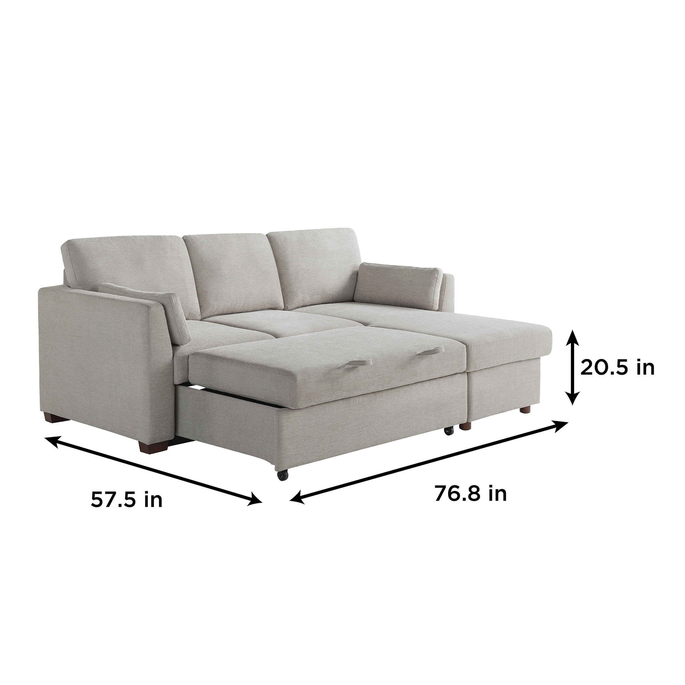 Coddle Luke Fabric Sleeper Sofa with Reversible Chaise and Storage ...