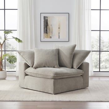 Sereen Fabric Corner Chair with 2 Pillows, Taupe | Costco