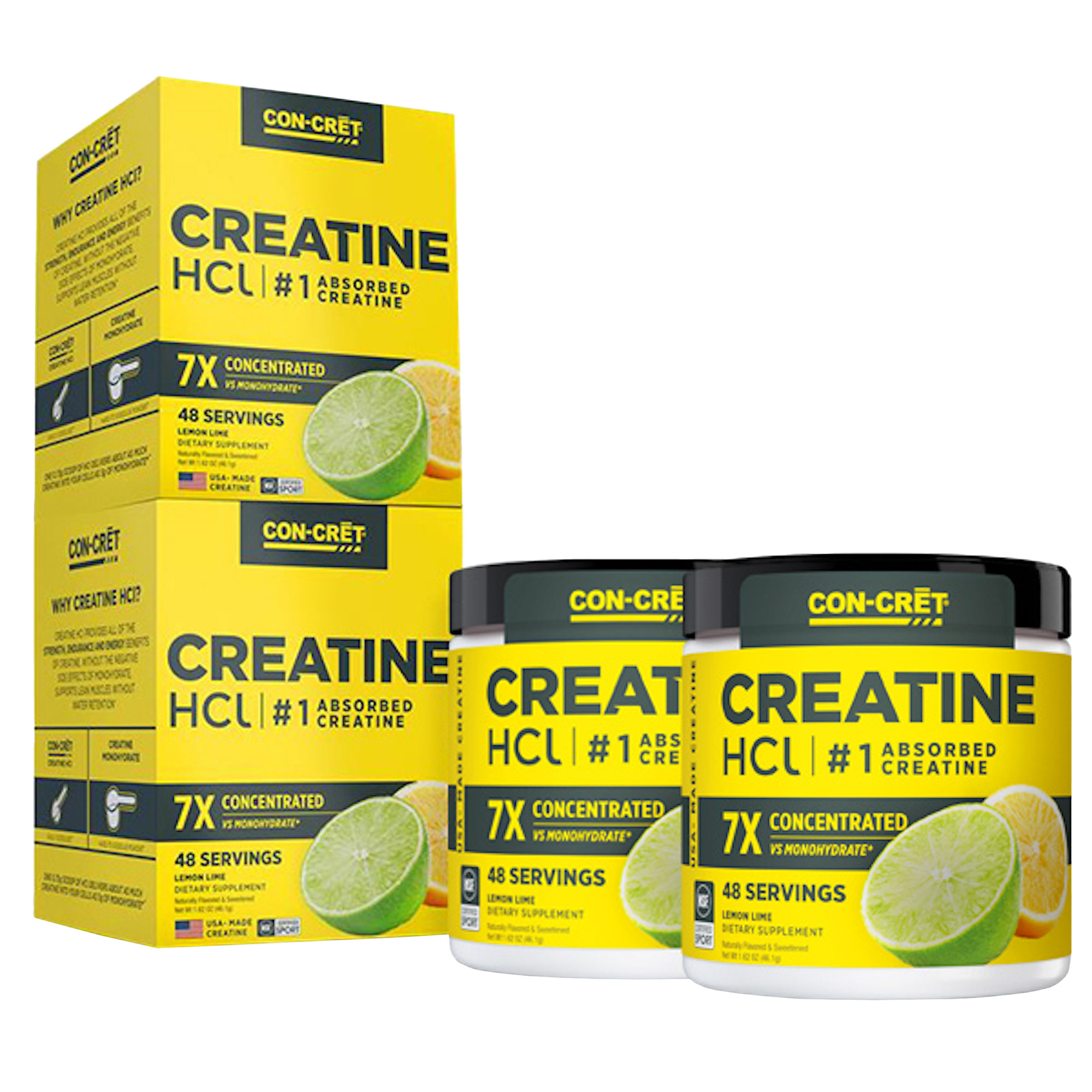 CON-CRET Creatine HCl Flavored Powder, Lemon Lime, 1.62 oz, 2-pack | Costco