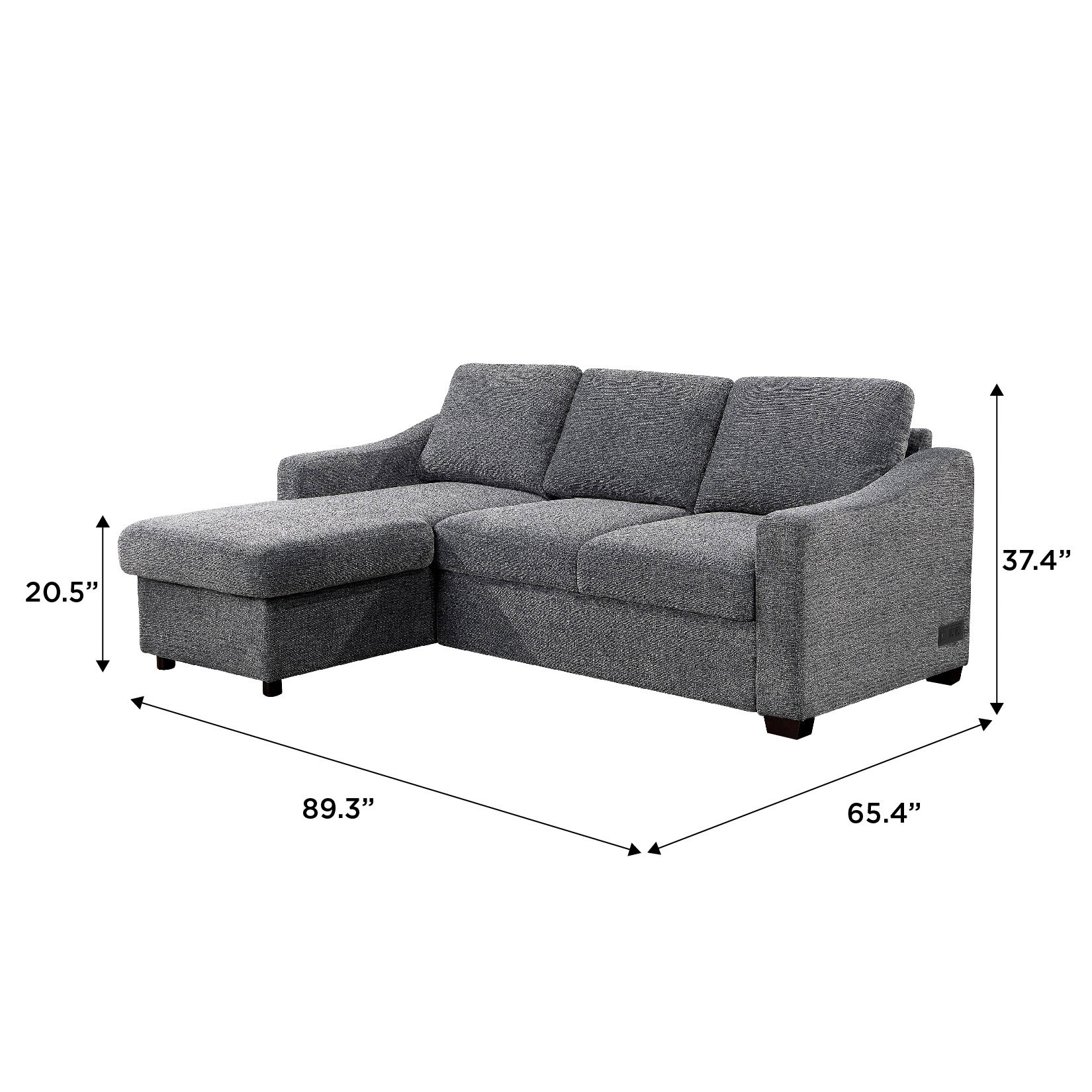 Coddle Aria Fabric Sleeper Sofa with Reversible Chaise and Storage ...