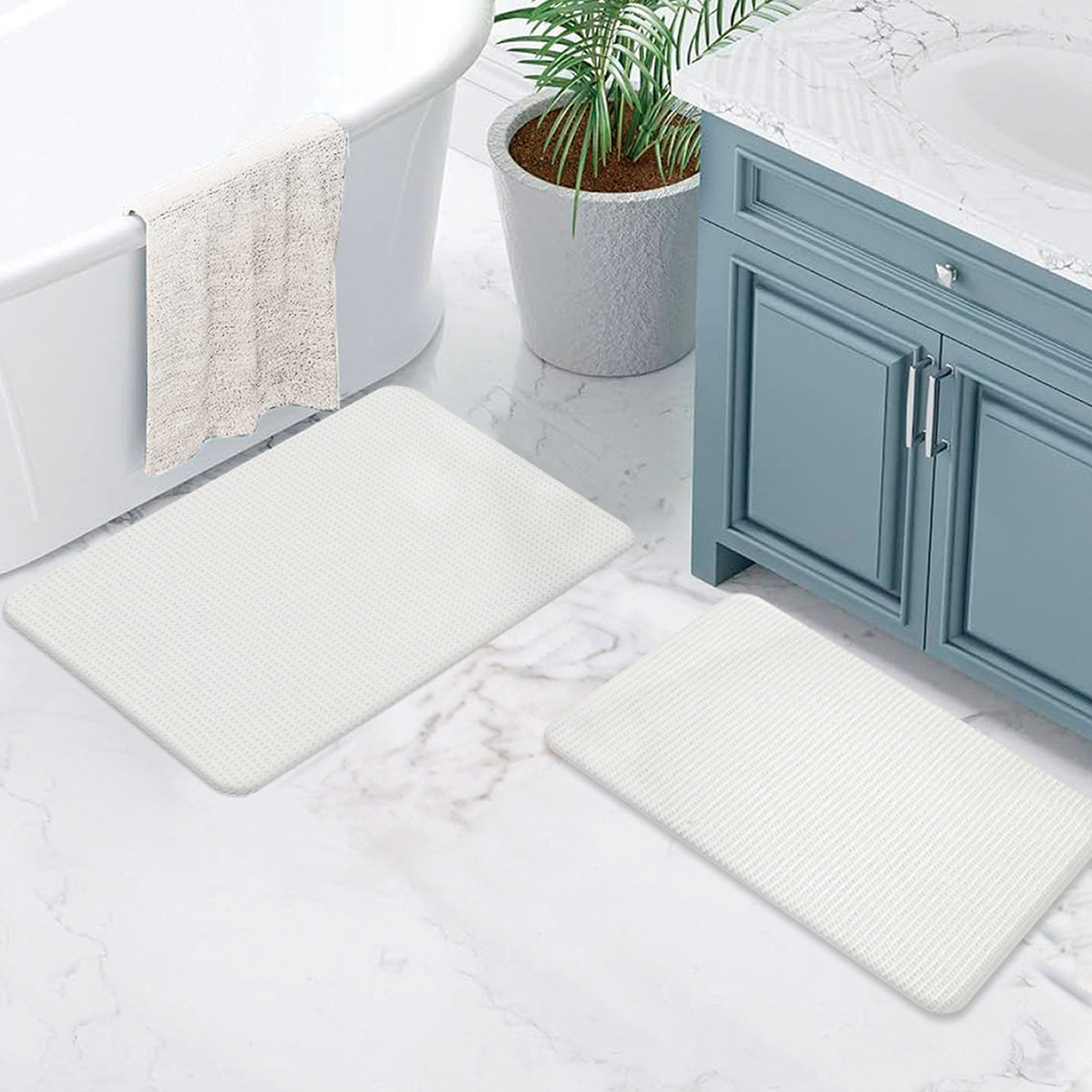 Mineral Spring Cotton Memory Foam 2-piece Bath Mat Set, White | Costco