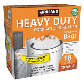 Kirkland Signature 18-Gallon Compactor & Kitchen Trash Bag, 70-count ...