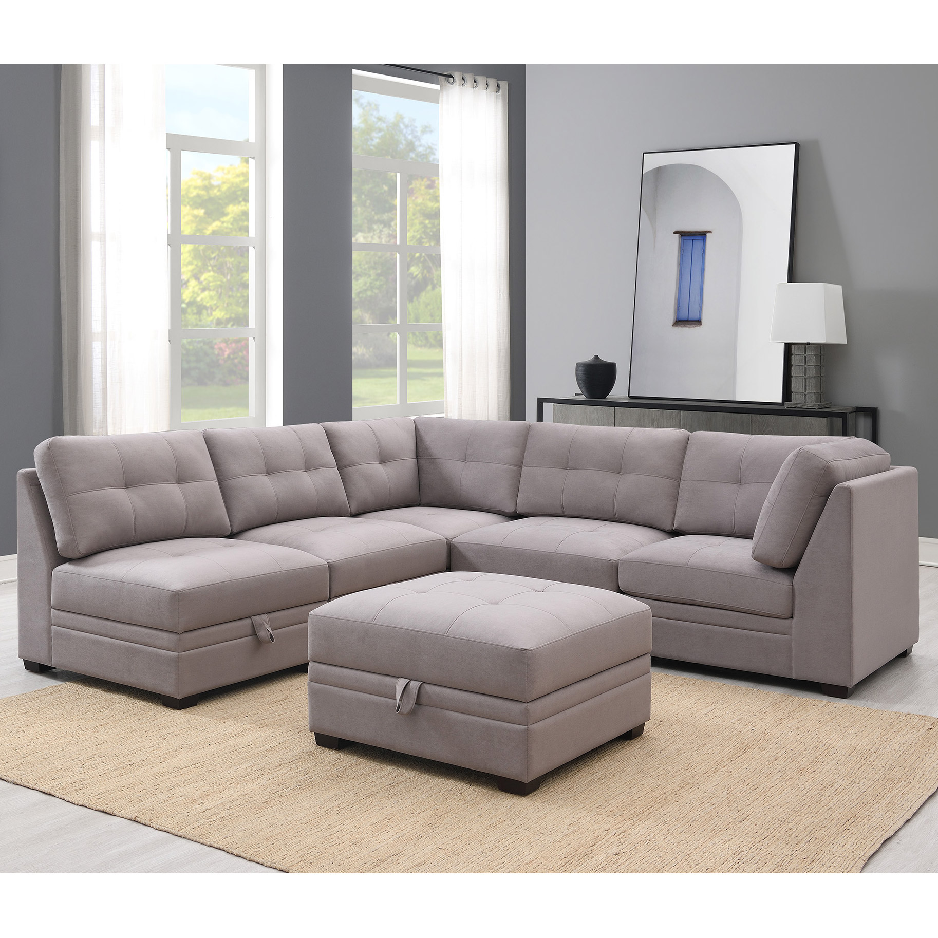 Vaughnn 6-piece Fabric Modular Sectional with Storage | Costco