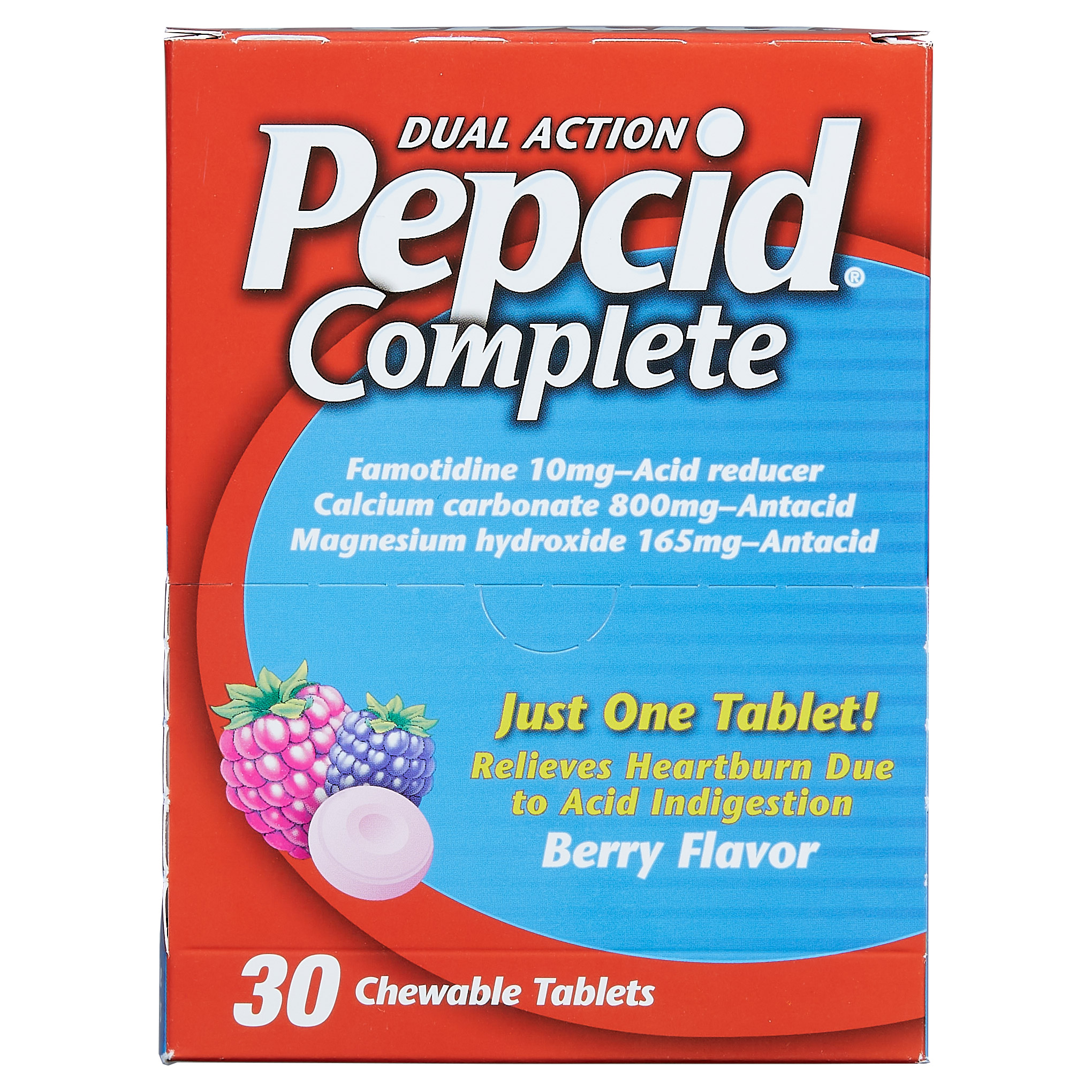 Pepcid Complete Dual Action Acid Reducer and Antacid, Chewable Tablet ...